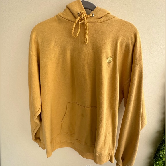 bp | Jackets & Coats | Mustard Yellow Hoodie With Embroidered Flower ...